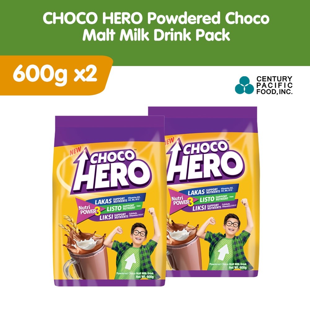 Choco Hero Powdered Choco Malt Milk Drink 600g (Pack of 2) | Shopee ...