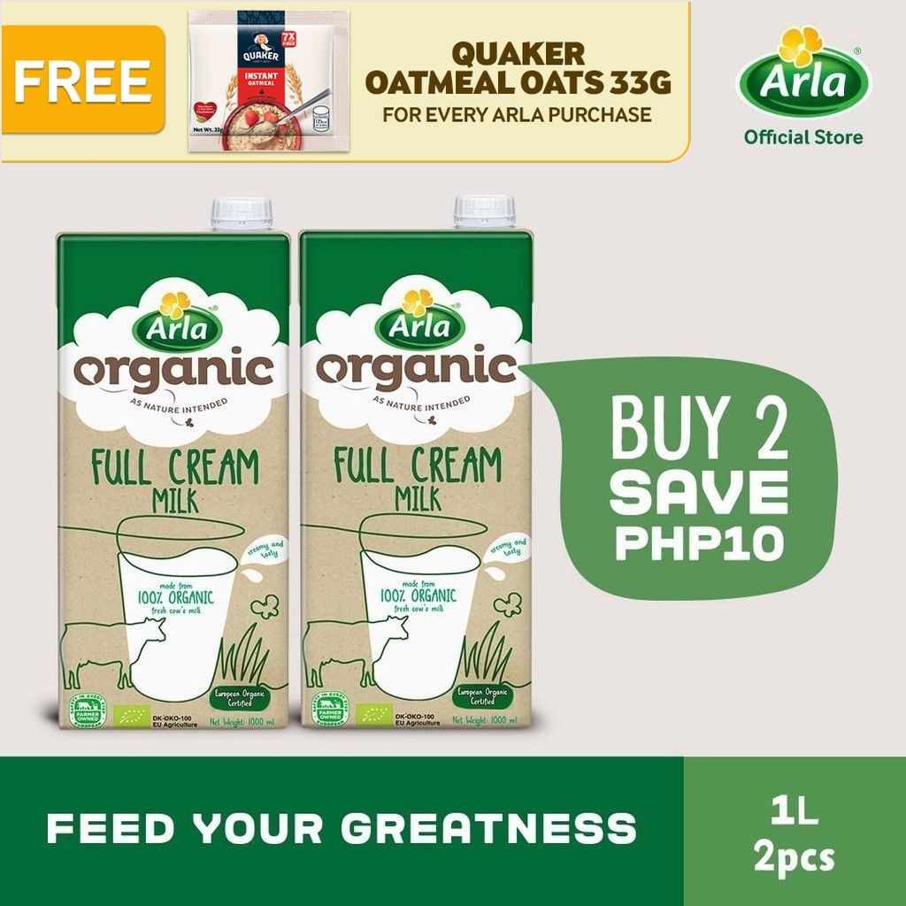 Arla Organic Full Cream Milk 1L 2-Pack | Shopee Philippines