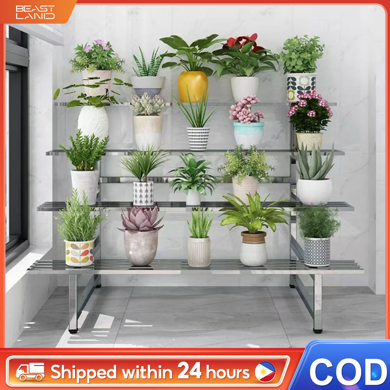 4 Layer Stainless steel Garden Plant Stand flower stand Garden Rack ...