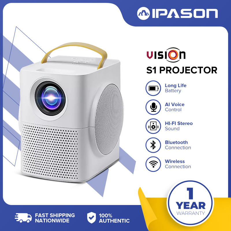 Vision S1 Projector 4K Ultra HD 3000 Lumens High HD Built-in App Android Box Mini Projector TV ...