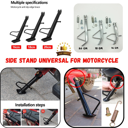 YAMAHA AEROX V2 MOTORCYCLE UNIVERSAL SIDE STAND SILVER HEAVY DUTY 16CM ...