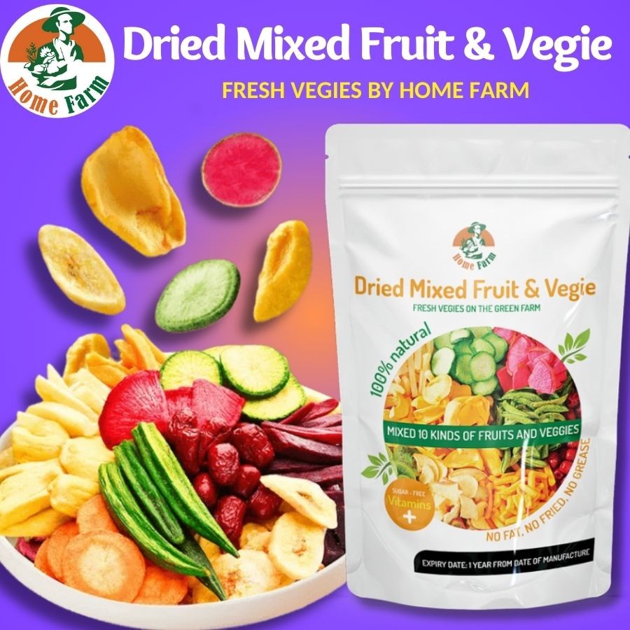 HomeFarm Dried Mixed Fruits and Veggies snacks mix 10 types of dried ...
