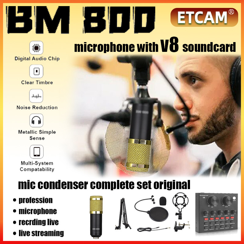 ETCAM mic condenser complete set original mic for live streaming BM800 ...