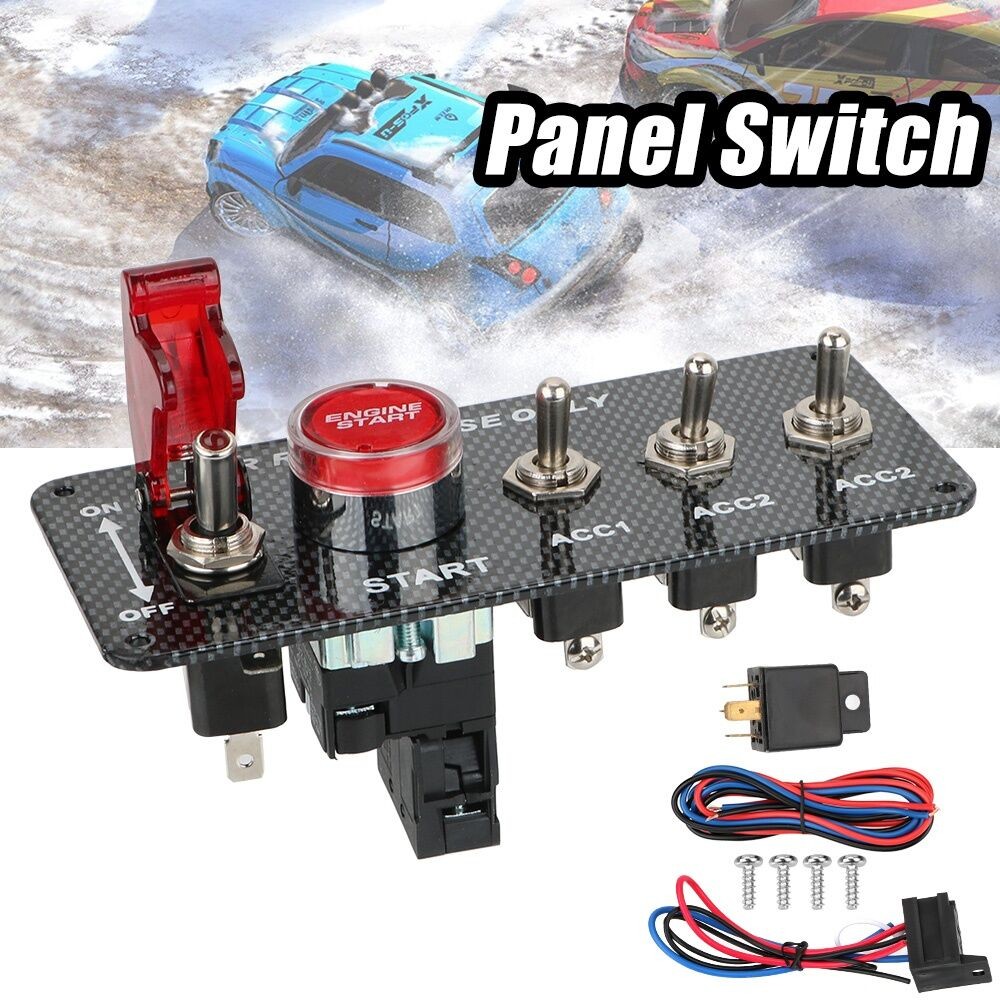 LED Toggle Switch Car accessories Carbon Fiber 12V LED Ignition Switch ...