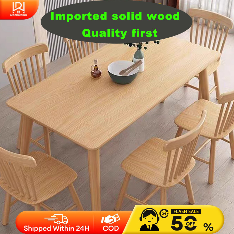 [Solid Wood] Dining Table 140/120/100CM Desk Tables Nordic Table Family ...