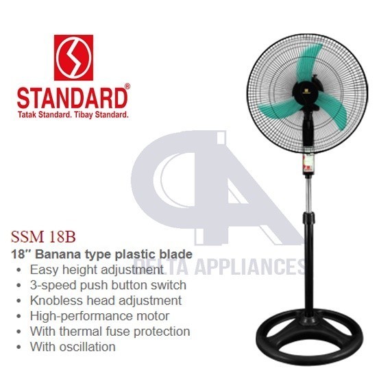 Standard Stand Fan 18" Plastic Blade High Performance Motor Original w ...
