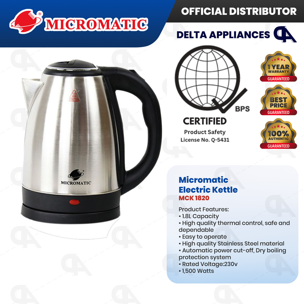 Micromatic Electric Cordless Kettle Stainless 1.8L Original w/ 1 Year ...