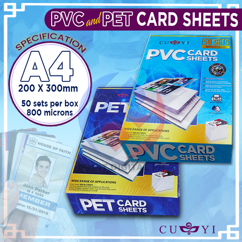 Print Digital CUYI Pvc Sheet A4 Size For Id Printing , Bagtag , Calling Card Making (50 sets ...