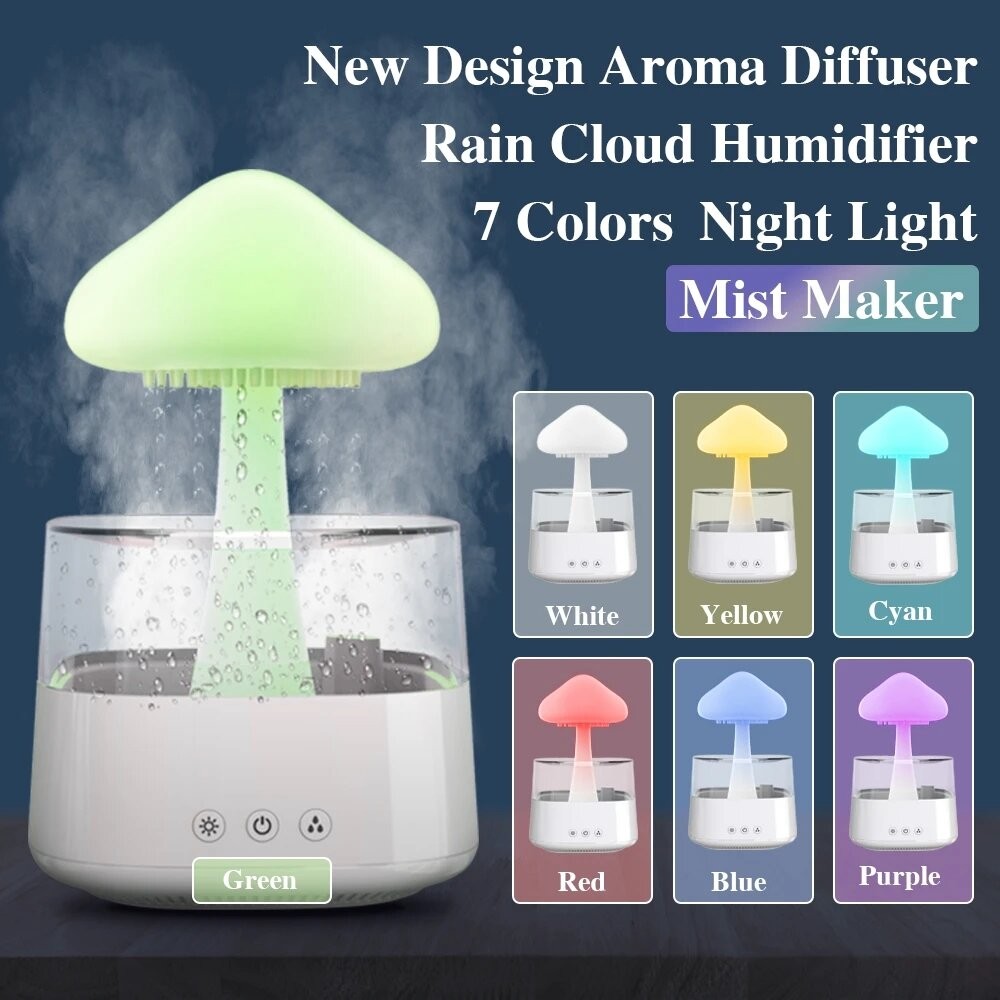 Mushroom Rain Air Humidifier Electric Aroma Diffuser Rain Cloud Smell ...