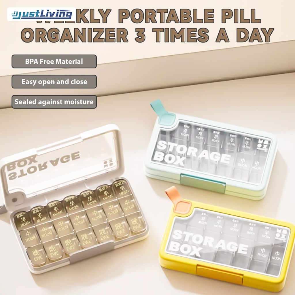JustLiving Portable Pill Box Large Capacity Pill Case Medicine ...