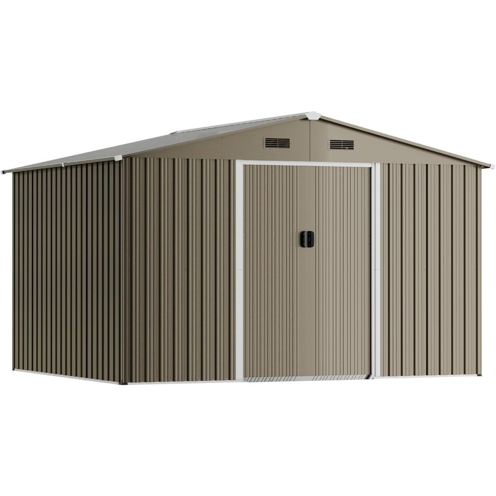 10FTx8FT Outdoor Storage shed,Waterproof Lockable Door Metal Tool shed ...