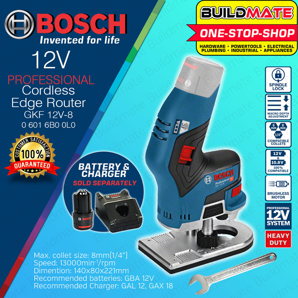 BOSCH Professional Cordless Lithium Ion Palm Router Solo GKF 12V-8 ...