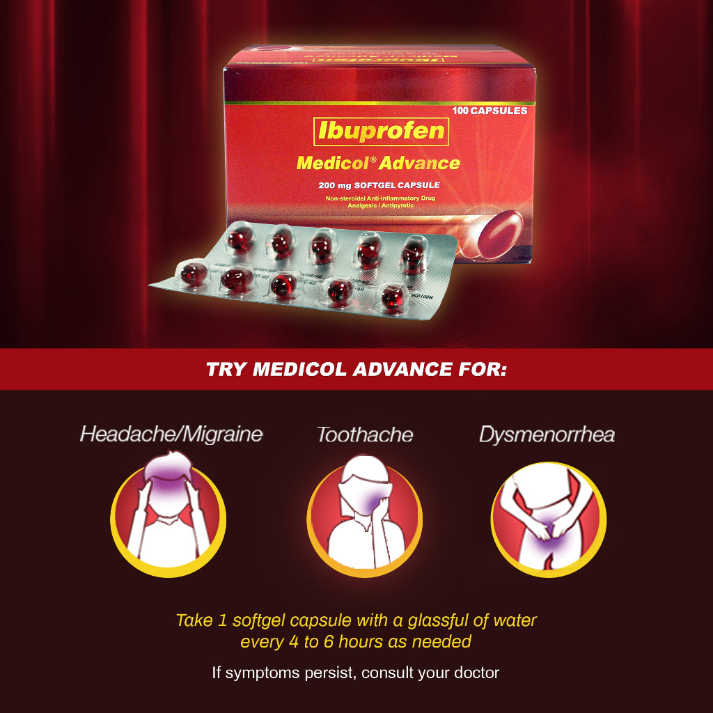 Unilab Medicol Advance 400 mg 10 Ibuprofen Capsules - Quick Relief from ...