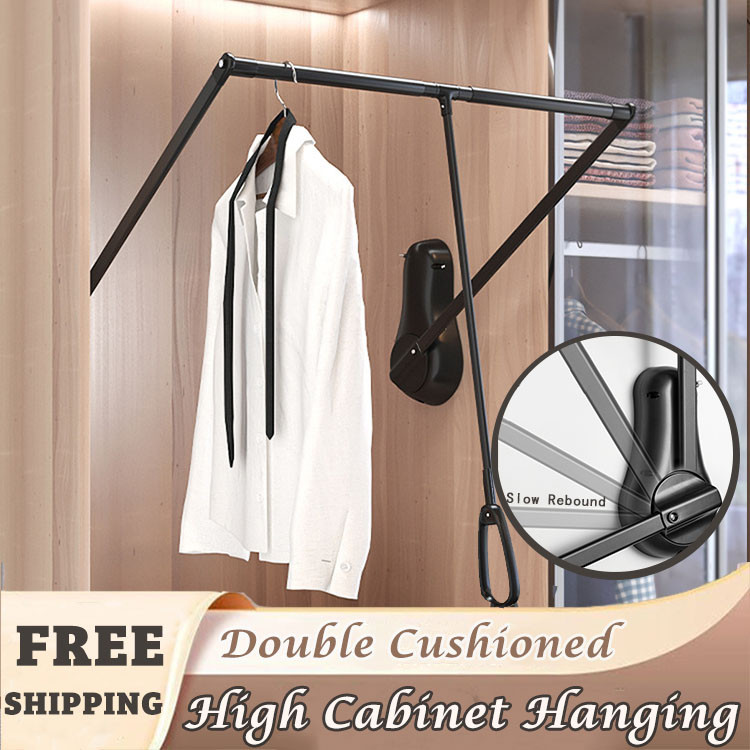 High Cabinet Pull Down Clothes Hanger Rod Hanging Clothes Closet Rod ...