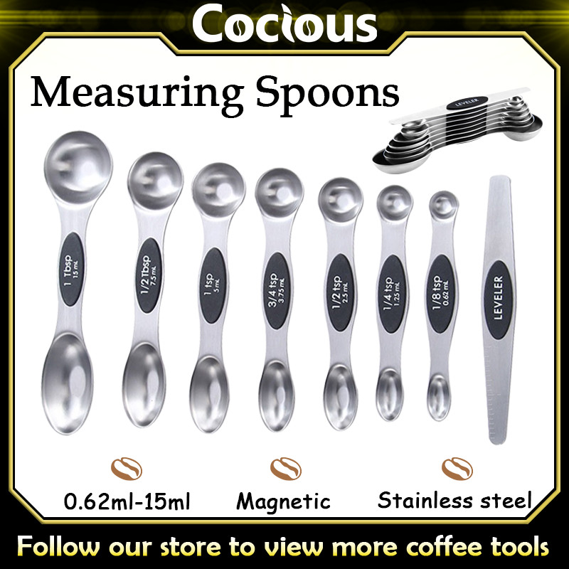 Cocious 9 Pieces Magnetic Measuring Spoons Set Stainless Steel Dual ...