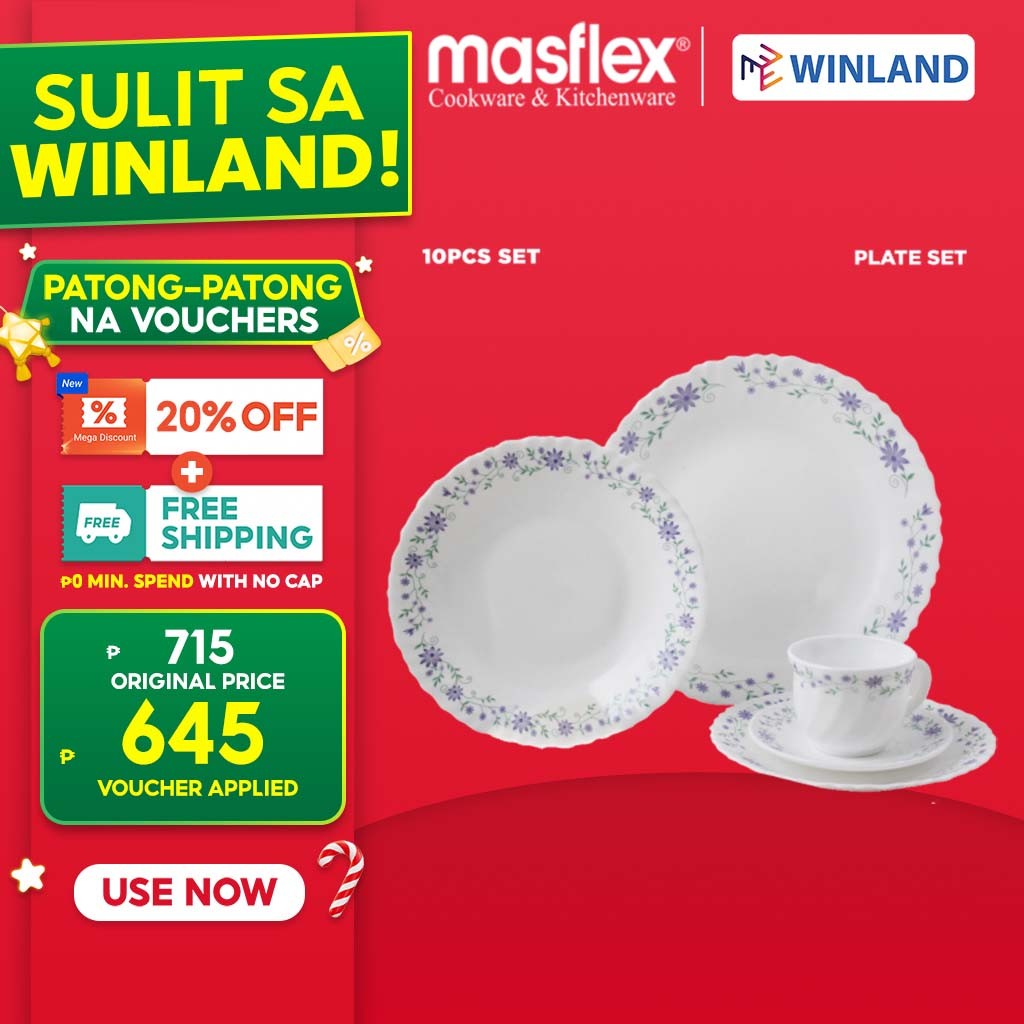Masflex by Winland 10 Piece Opal Dinnerware Plate Set-Lavender ...