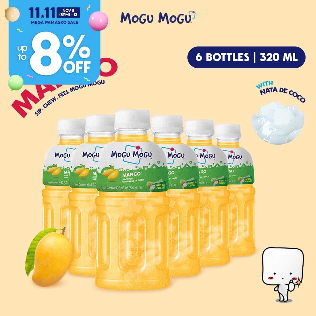 Mogu Mogu Mango Nata de Coco Juice Drink 320ml x 6 bottles | Shopee Philippines