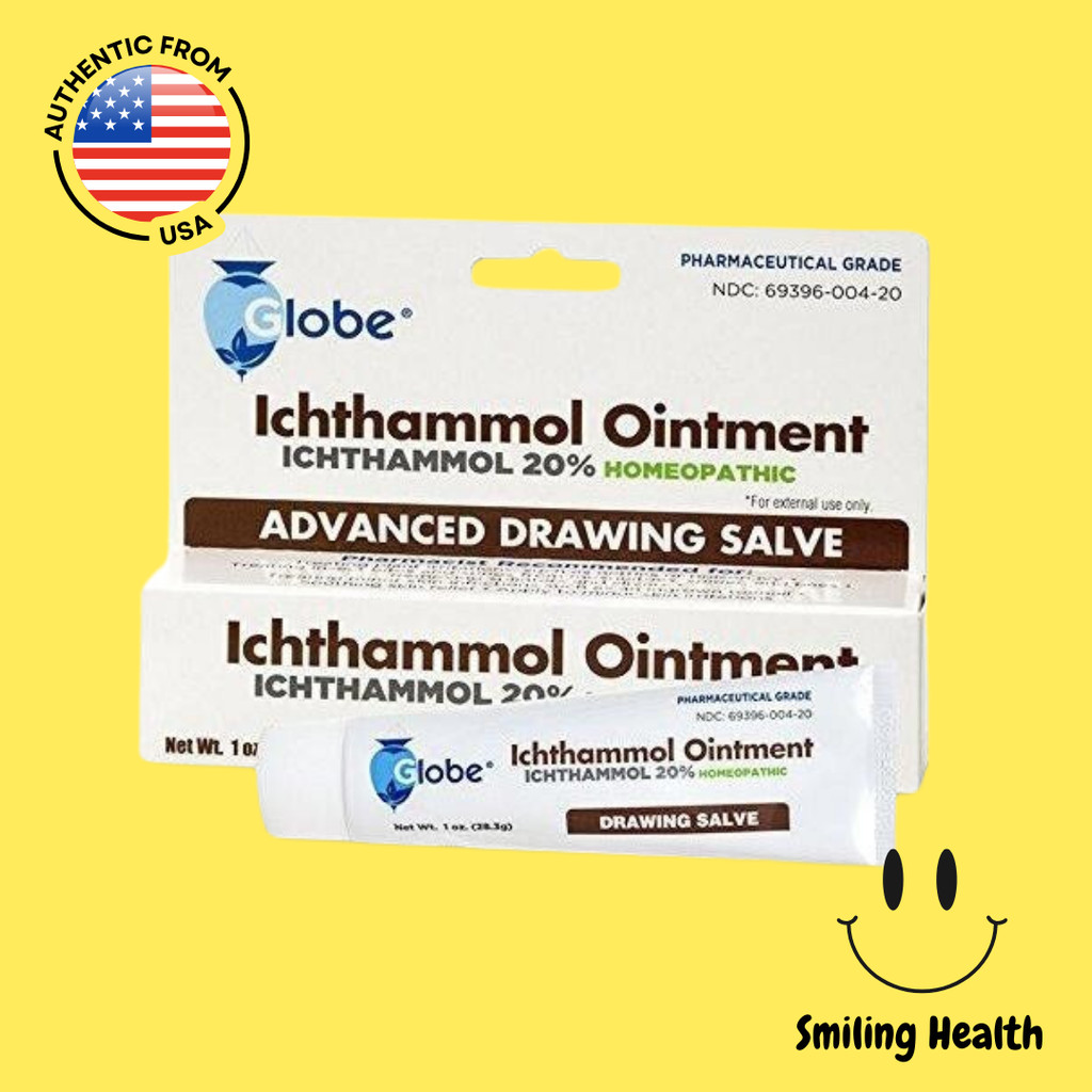 Globe Ichthammol Ointment 20% | (Drawing Salve) 1oz Tube (28.3g ...
