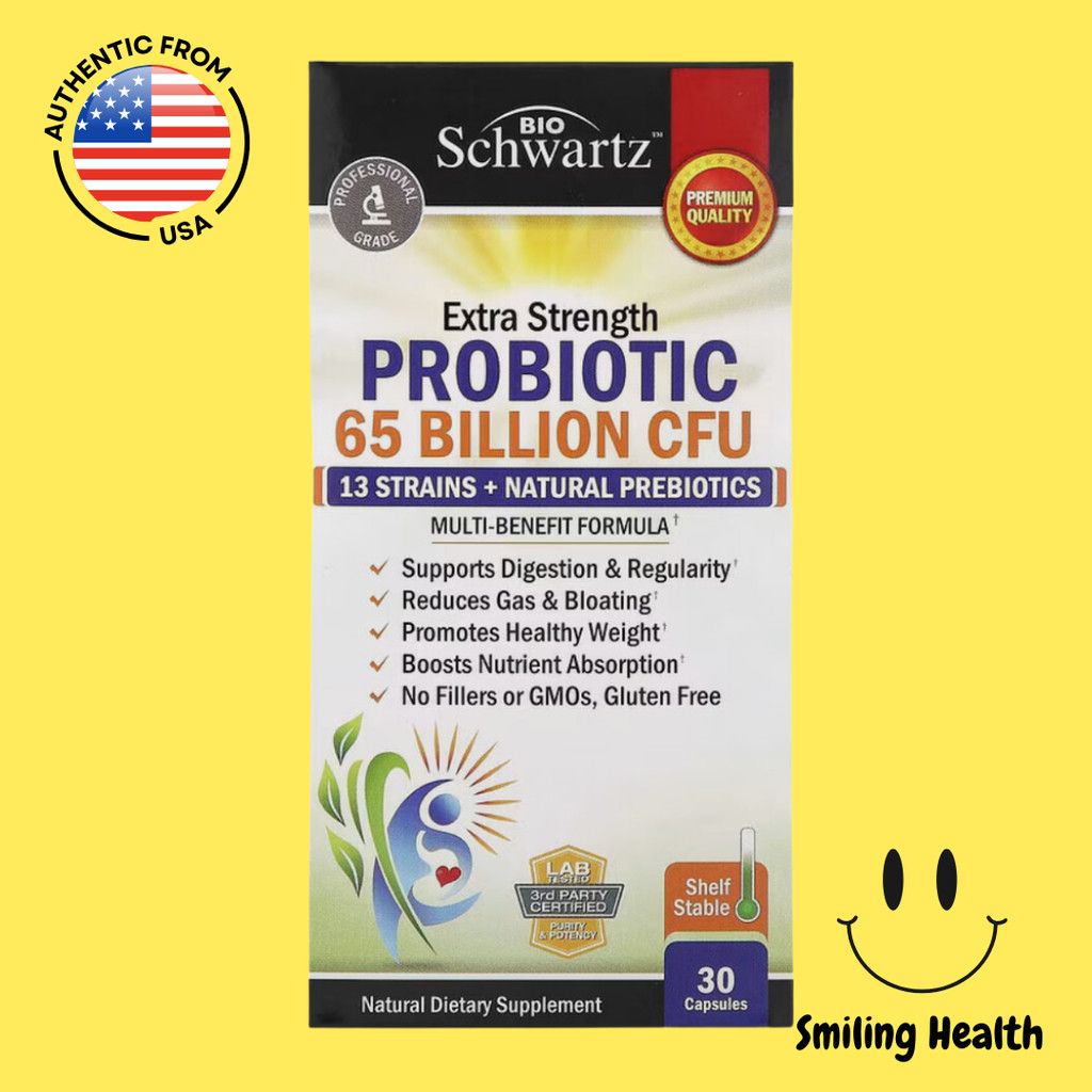 Bio Schwartz Extra Strength Probiotic 65 Billion CFU 13 Strains ...