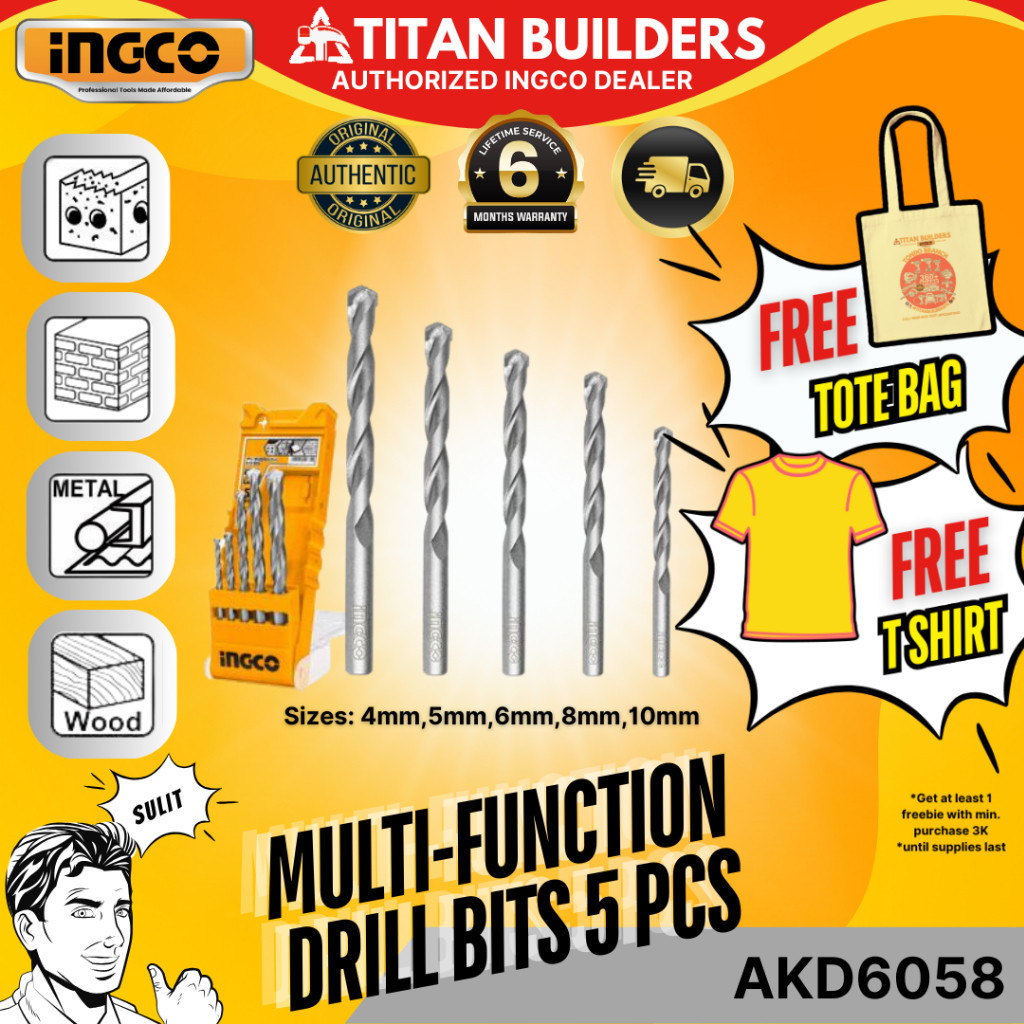 Ingco by Titan 5Pcs Multi-Function Drill Bits Set - High-Quality, Multi ...