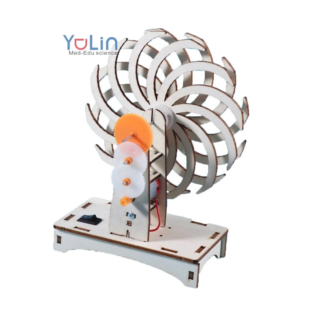 Wooden Visual Dislocation Fan Model Kids Science Toy Gear Work ...