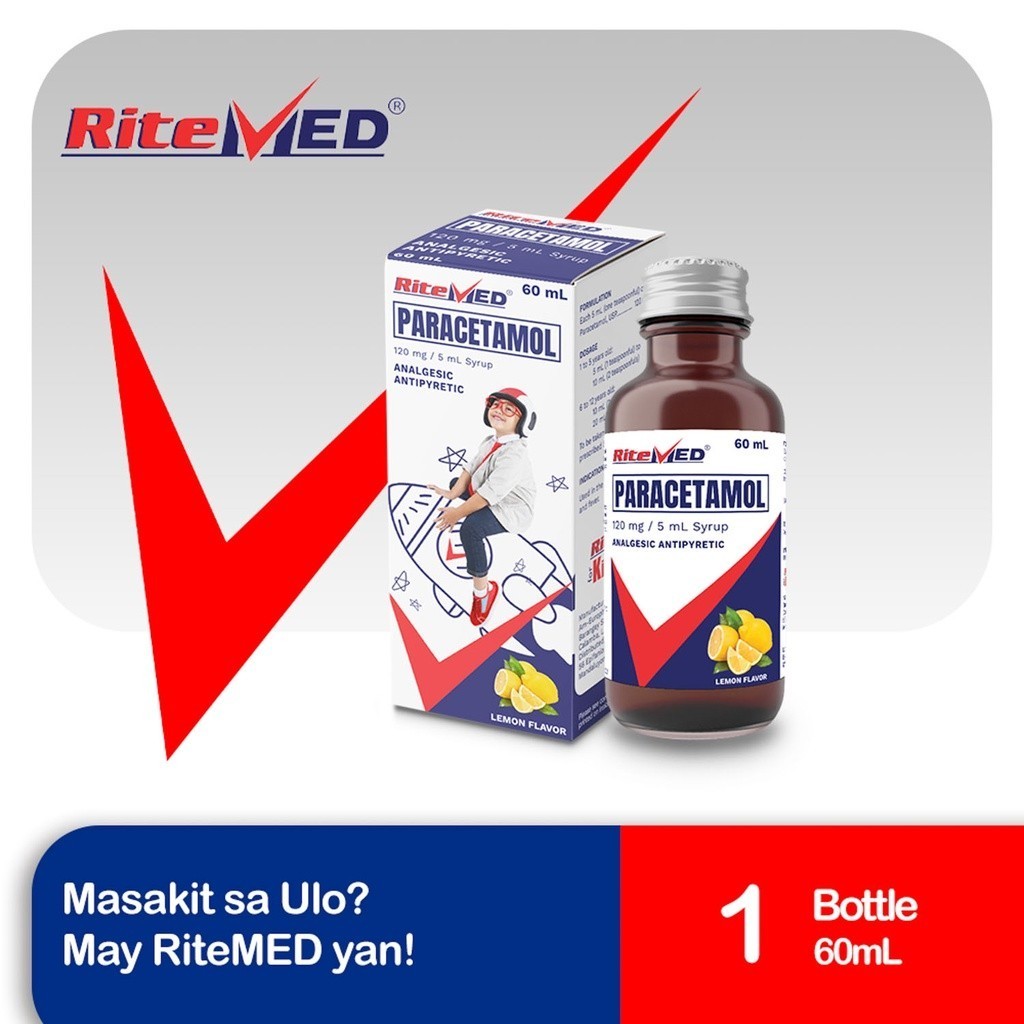 RiteMED Paracetamol 120mg/5 mL Syrup 60mL 1 Bottle (Relief Of Minor ...