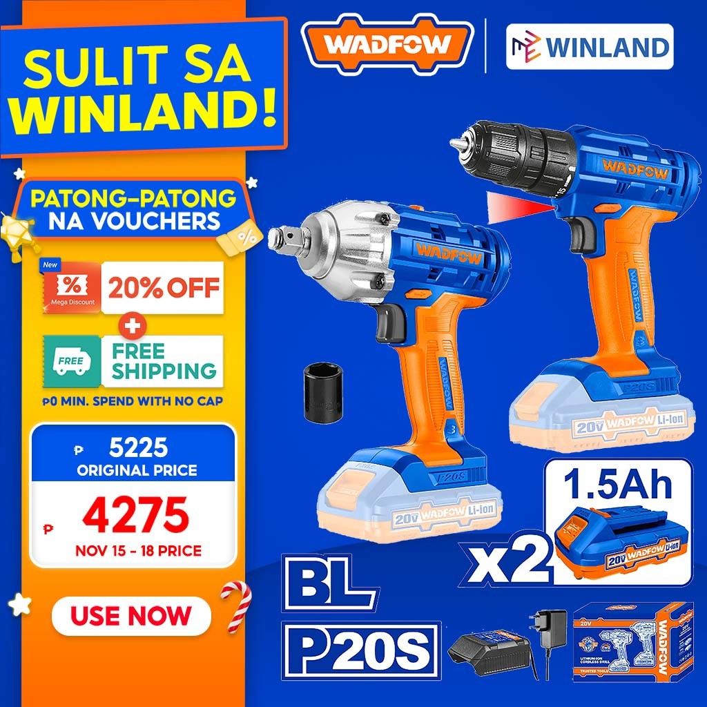 Wadfow by Winland P20S Lithium-Ion Combo Kit Cordless Drill and Impact ...