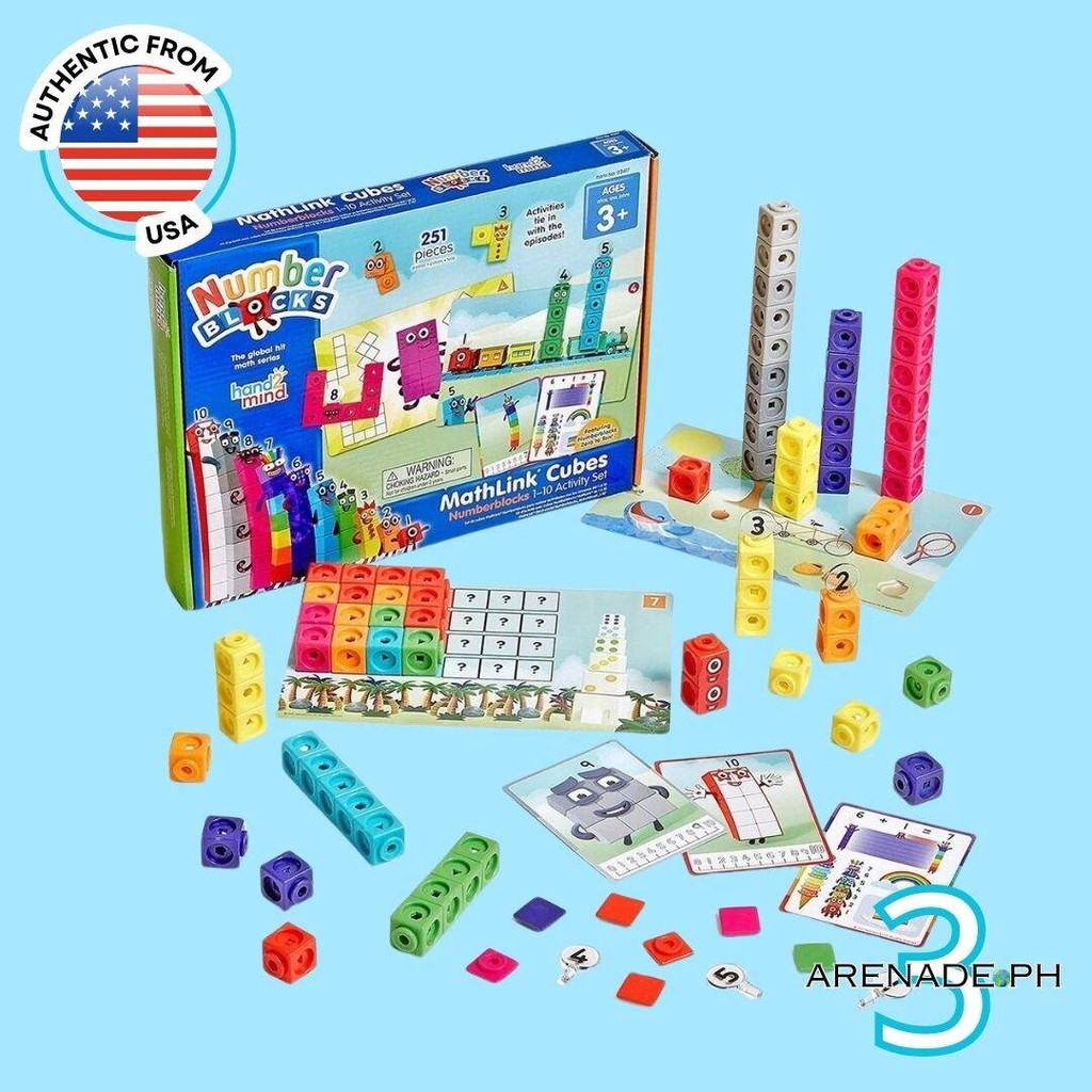 Hand2Mind Number Blocks Math Link Cubes 1-10 Activity Set Ages 3+ - 198 ...
