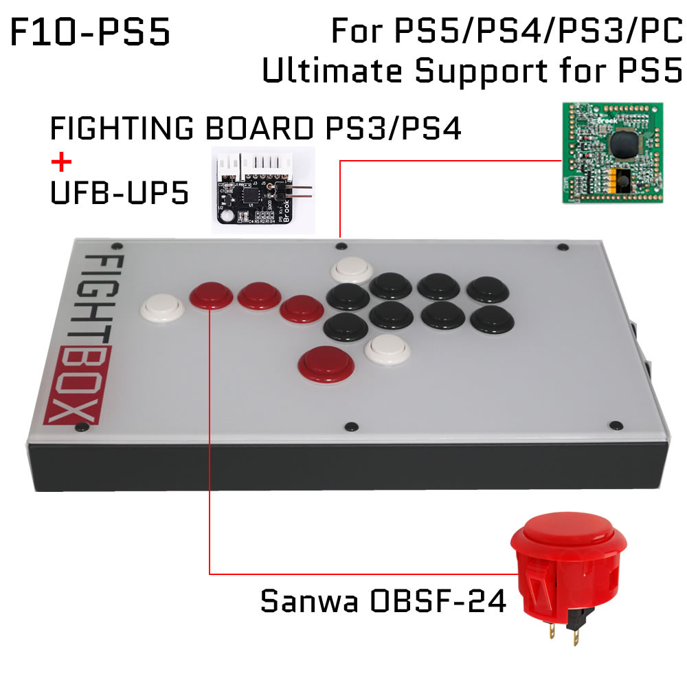 ๑F10 All Buttons Hitbox Style Arcade Stick FightBox Fighting Joystick Game Controller For PS5/PS ...