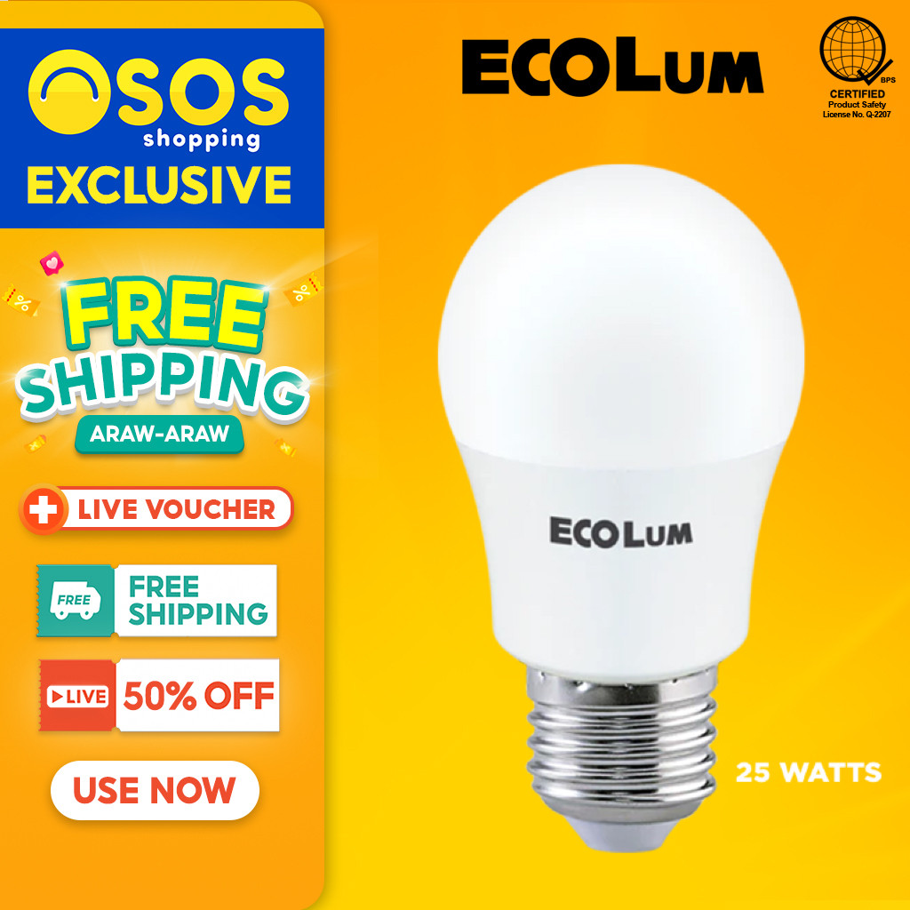 ECOLUM Super Bright Power Saving LED Light Bulb 25 Watts Daylight E27 ...
