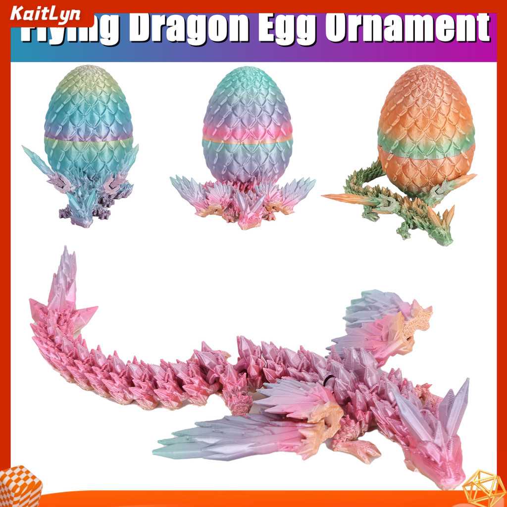 3d Printed Dragon Model Colorful Dragon Egg Figurine with Movable ...