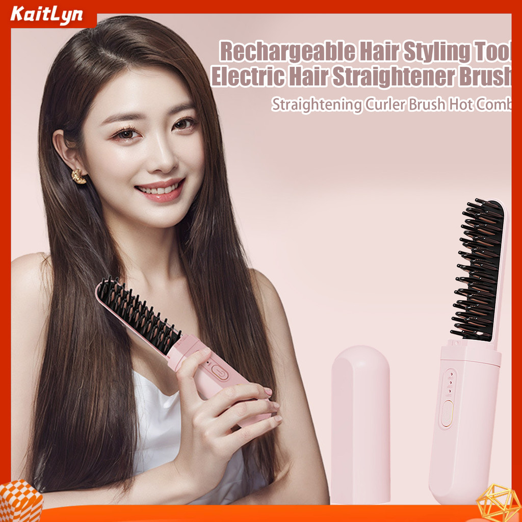 someryer| Cordless Hair Straightening Brush Portable Hair Straightening ...