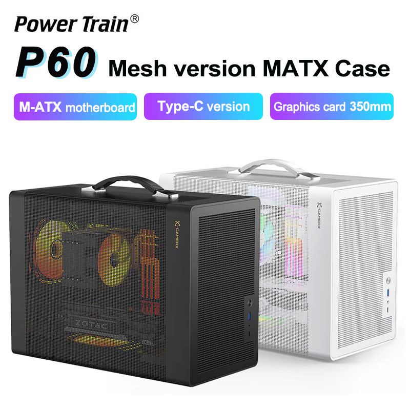 Power Train P60 Mesh Version MATX Case Type-C Handheld Portable Computer Game Chassis Supports ...