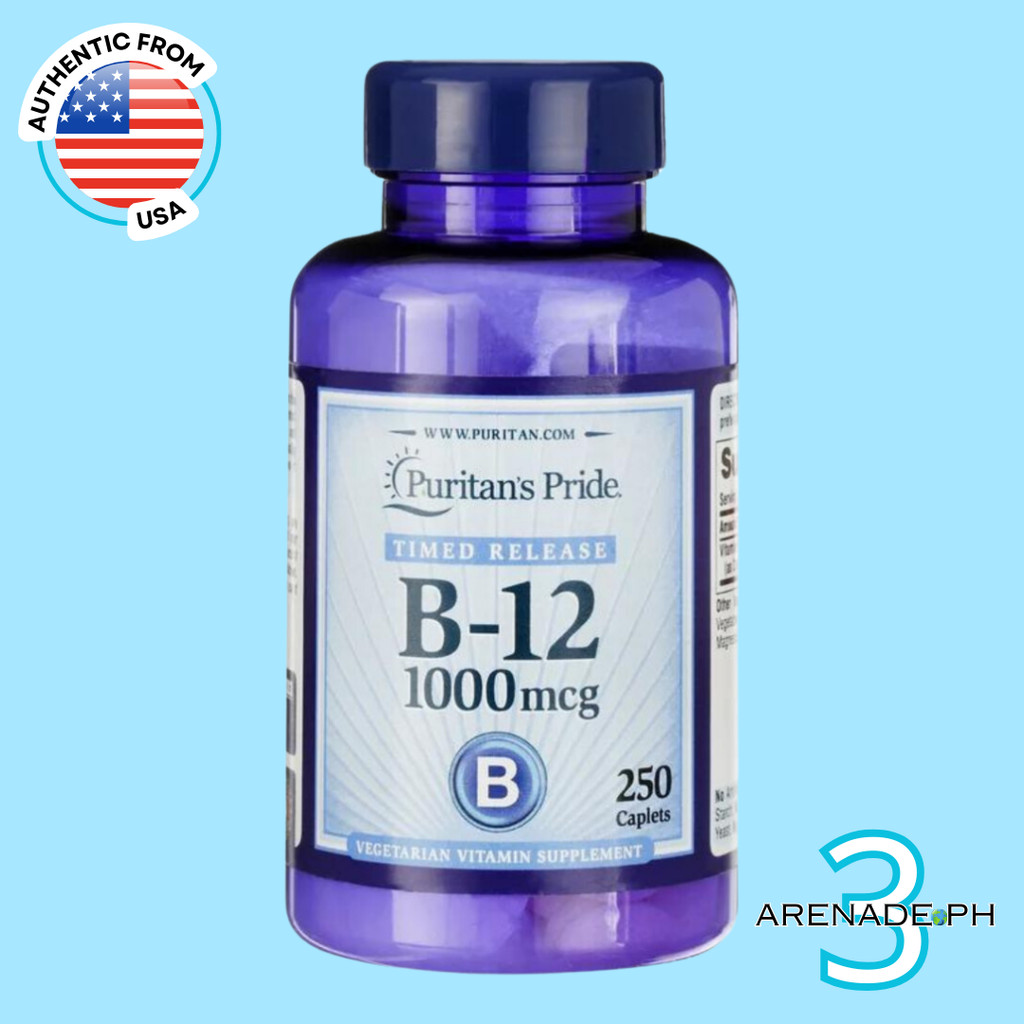 Puritan's Pride Vitamin B12 1000 Mcg Timed Release (250 Caplets) | Shopee Philippines