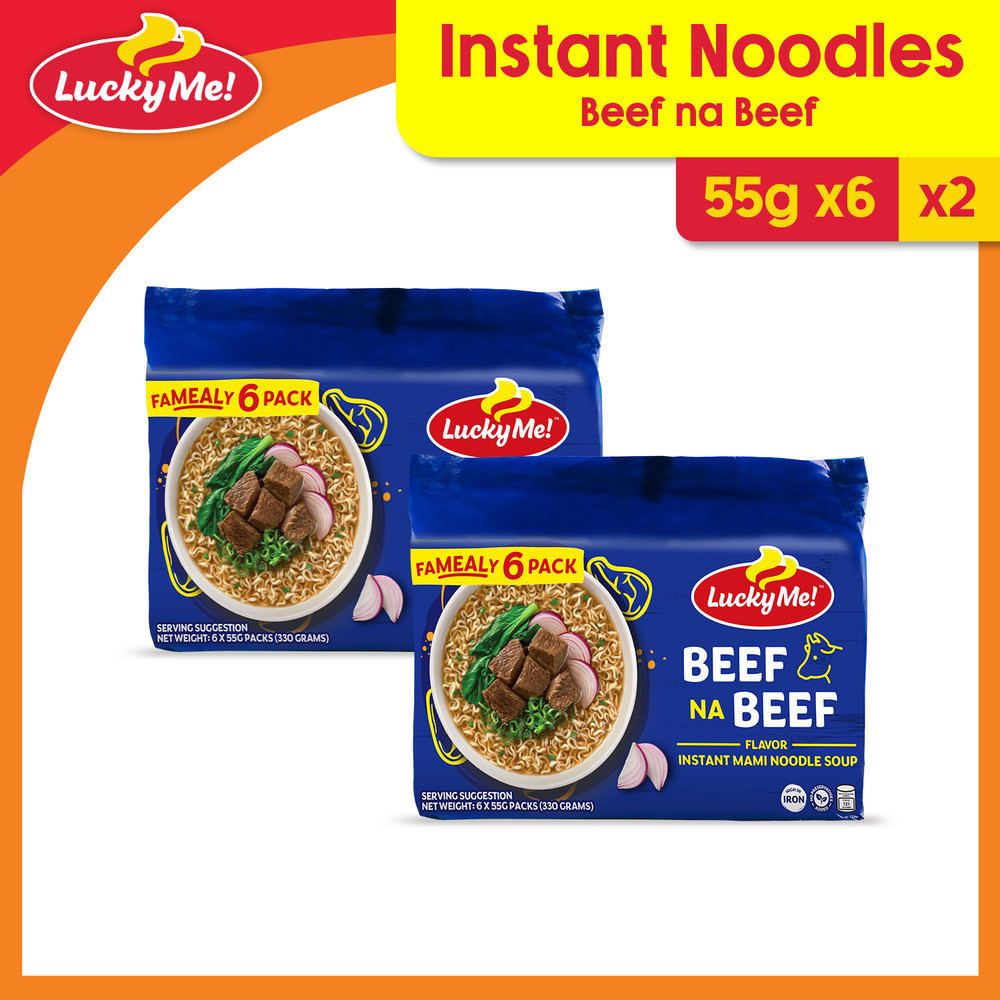Lucky Me! Instant Noodle Soup Beef na Beef Multipack 55g x 6 x2 ...