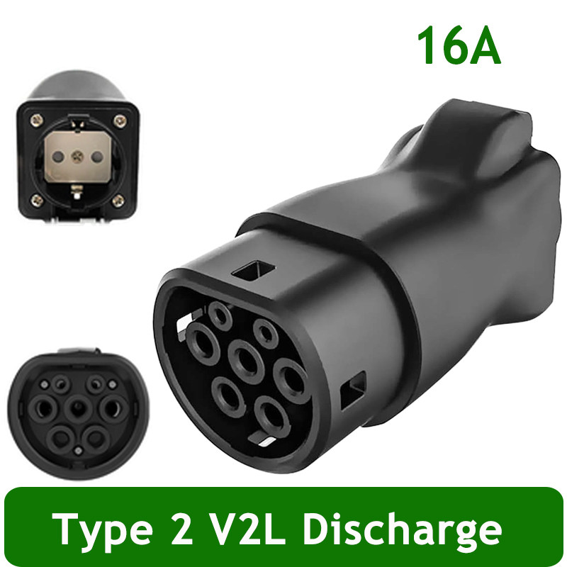 V2L Discharge Adapter, 16A Type 2 Car Discharge EV Cable Adapter ...