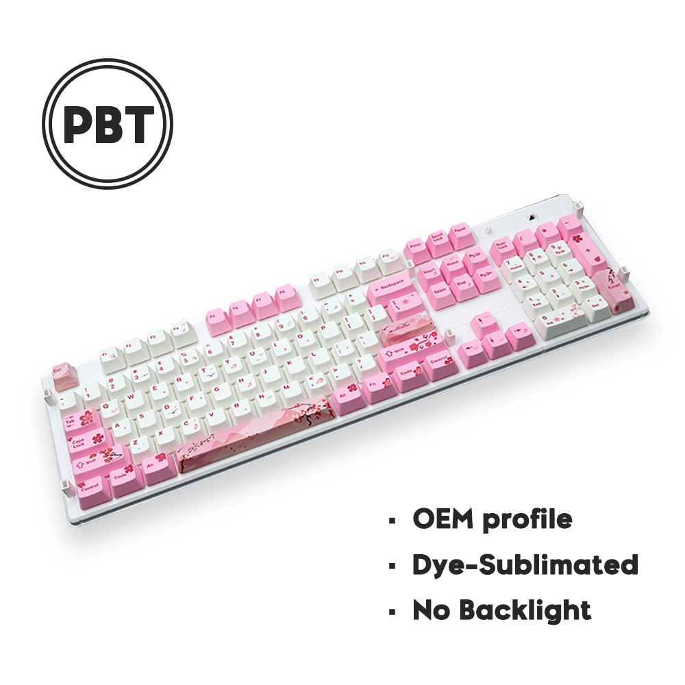 ~Mechanical Keyboard Keycap Sakura Pink Coca Cola Red PBT 108 Keys 5 ...