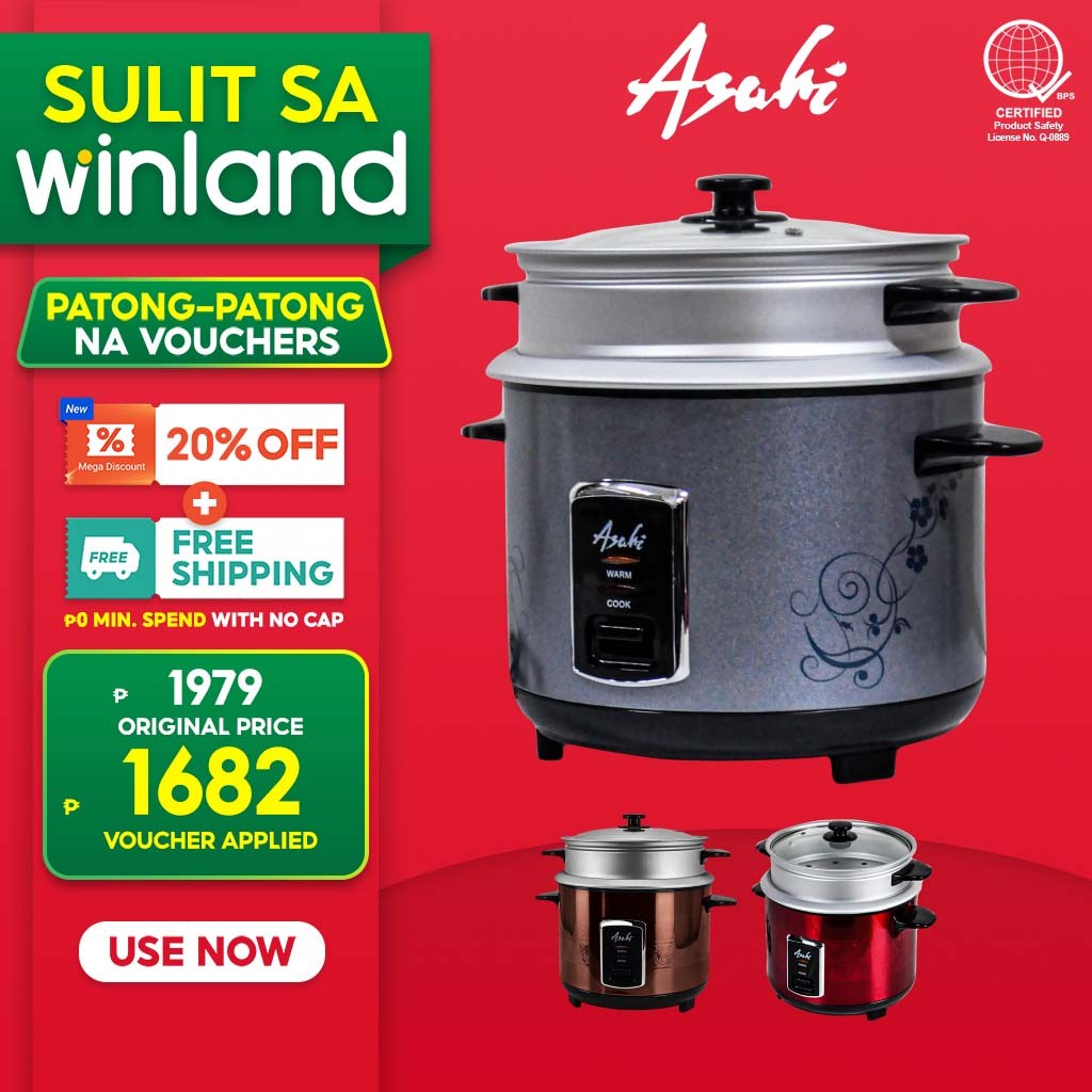 Asahi by Winland Automatic Rice Cooker 10 Cups 1.8L Straight Type with ...