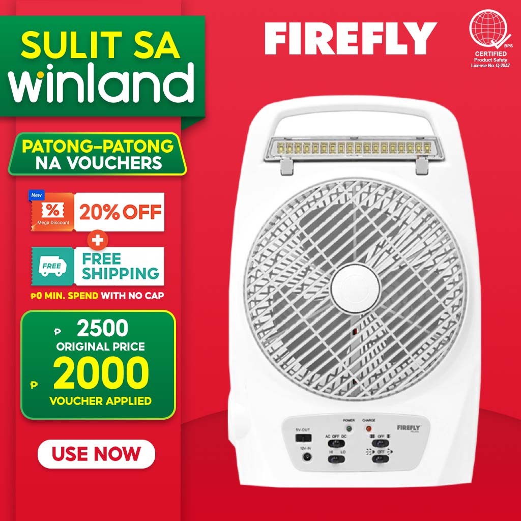 Firefly by Winland 8” 2-Speed Electric Fan with 18 LED Desk Lamp & USB ...