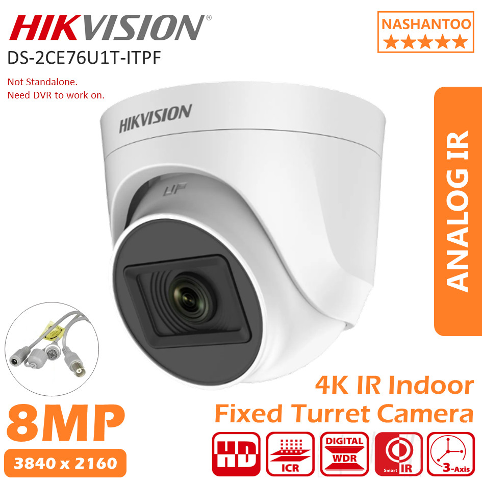 Hikvision DS-2CE76U1T-ITPF 8MP/4K Indoor Fixed Turret Analog Infrared CCTV Camera | Shopee ...