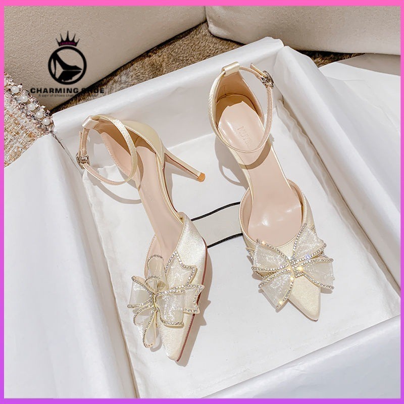 Celestial Butterfly Heels Sandals For Women 3 Inch Satin Stiletto ...