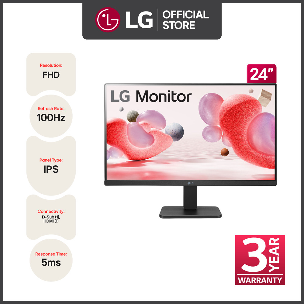 LG 24 inch Monitor 24MR400 B Full HD with 3 Side Virtually Borderless ...