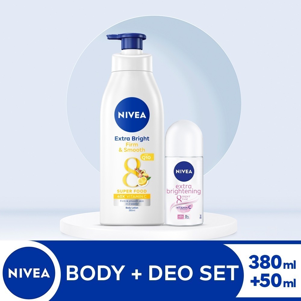 NIVEA Body Lotion Extra Bright Firm & Smooth Lotion, 380ml + Extra ...