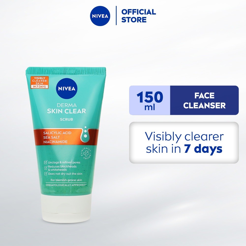 NIVEA Face Derma Skin Clear Facial Scrub Wash w Salicylic Acid ...