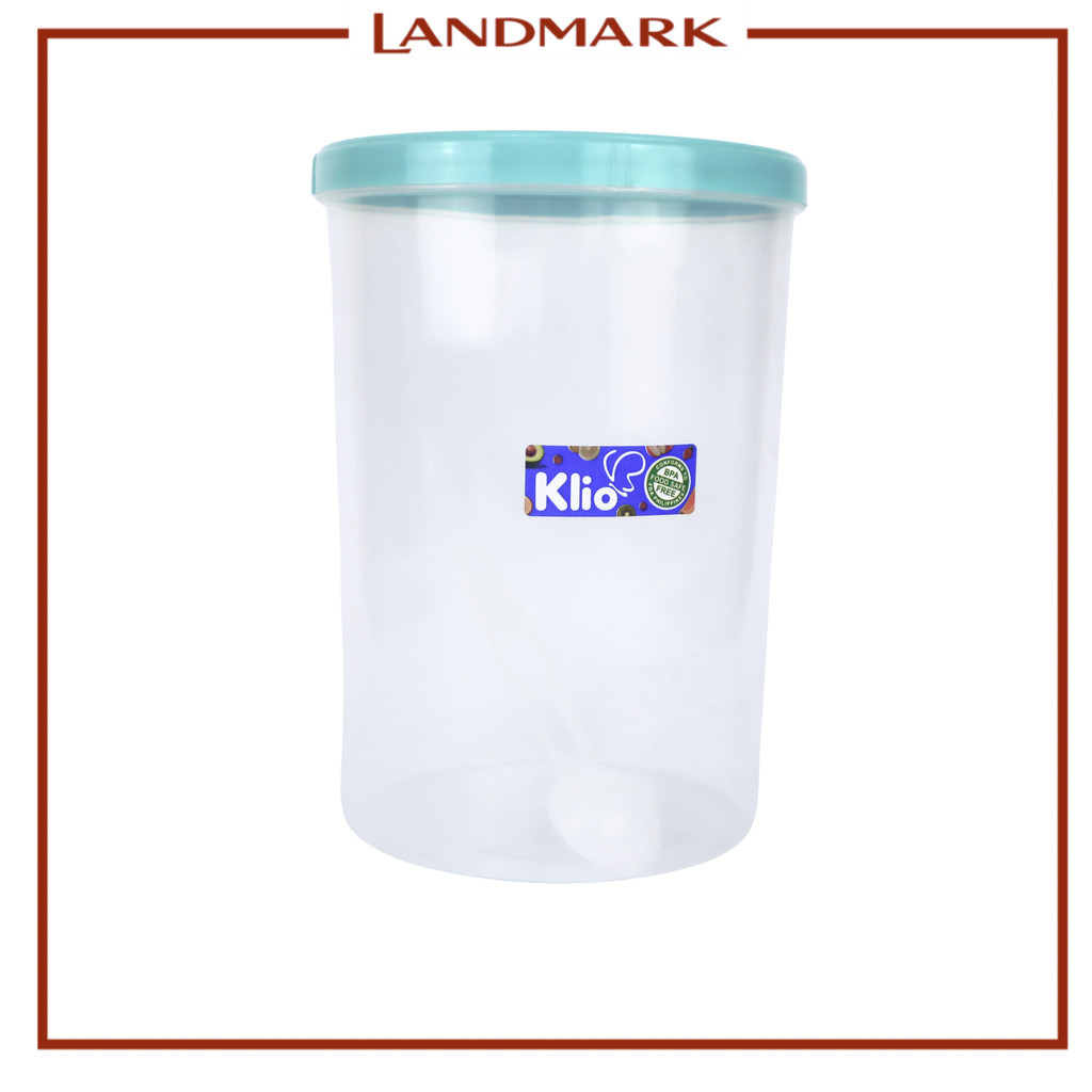 Klio Round Tall Clear Canister 2L with Lid and Scooper 13 x 13 x 19cm ...