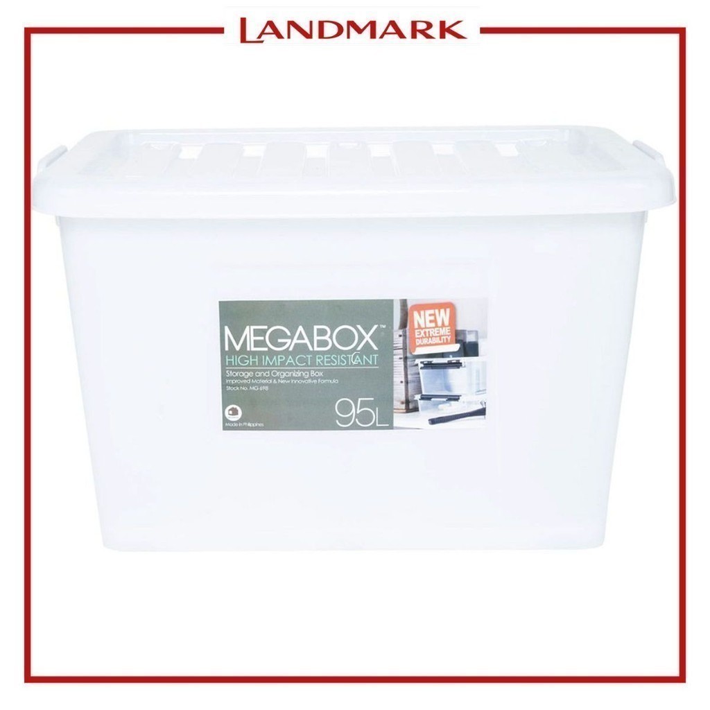 Landmark Mega Storage Box Plastic Container Organizer Rack 95L Clear ...