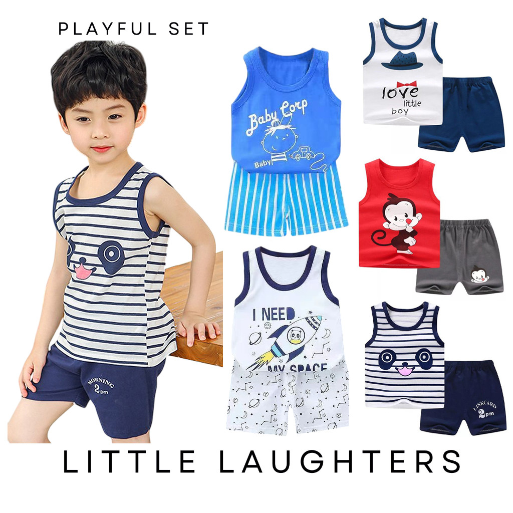 (0-4Y) Boy Clothes Corp Terno for Kids Boys Fashion Sando Shorts Set Summer Tshirt 0909 | Shopee ...