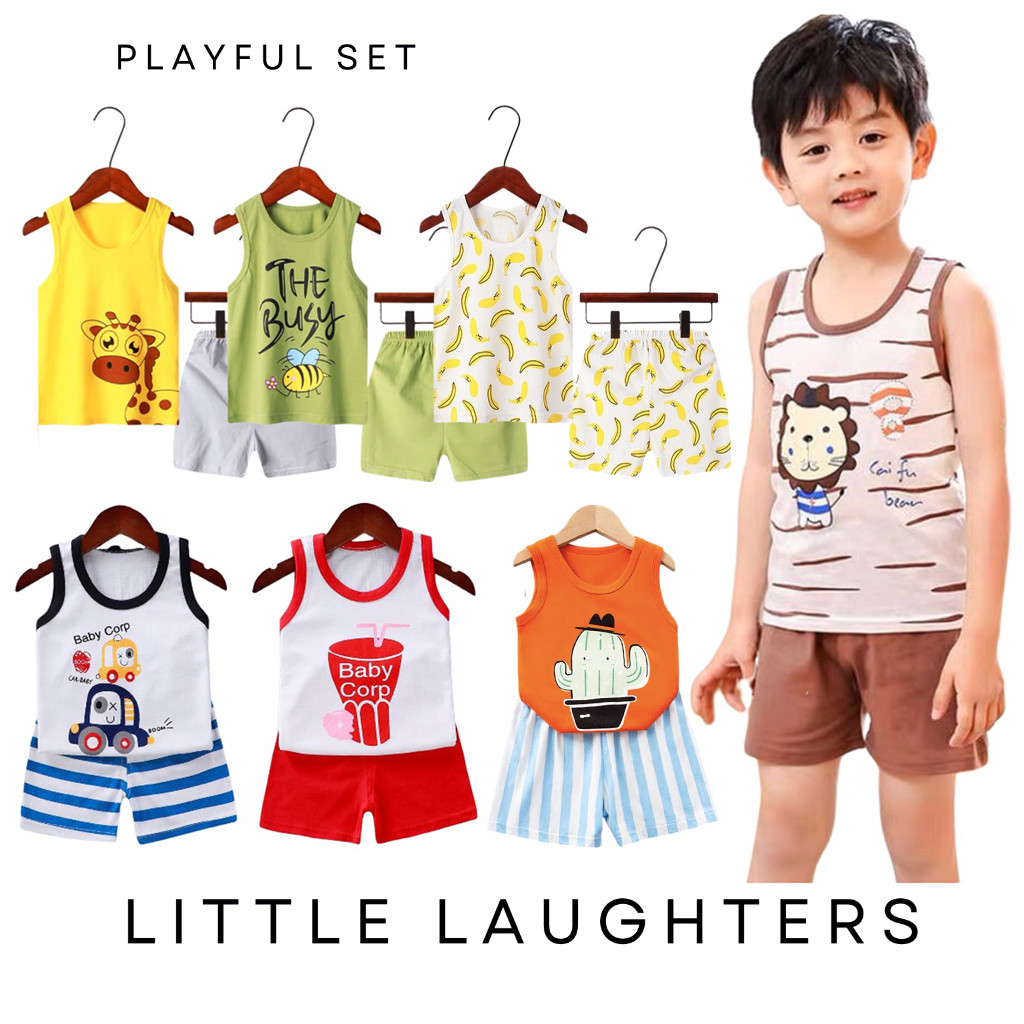 (0-4Y) Boy Clothes Corp Terno for Kids Boys Fashion Sando Shorts Set ...