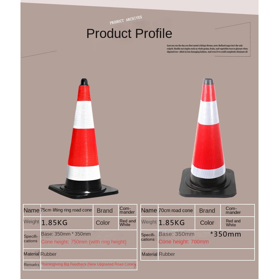 60CM 70CM 90CM rubber cone roadblock cone ice cream cone traffic safety ...