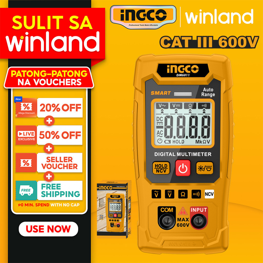 Ingco by Winland Auto Range Smart Digital Multimeter Tester DM6011 ING ...